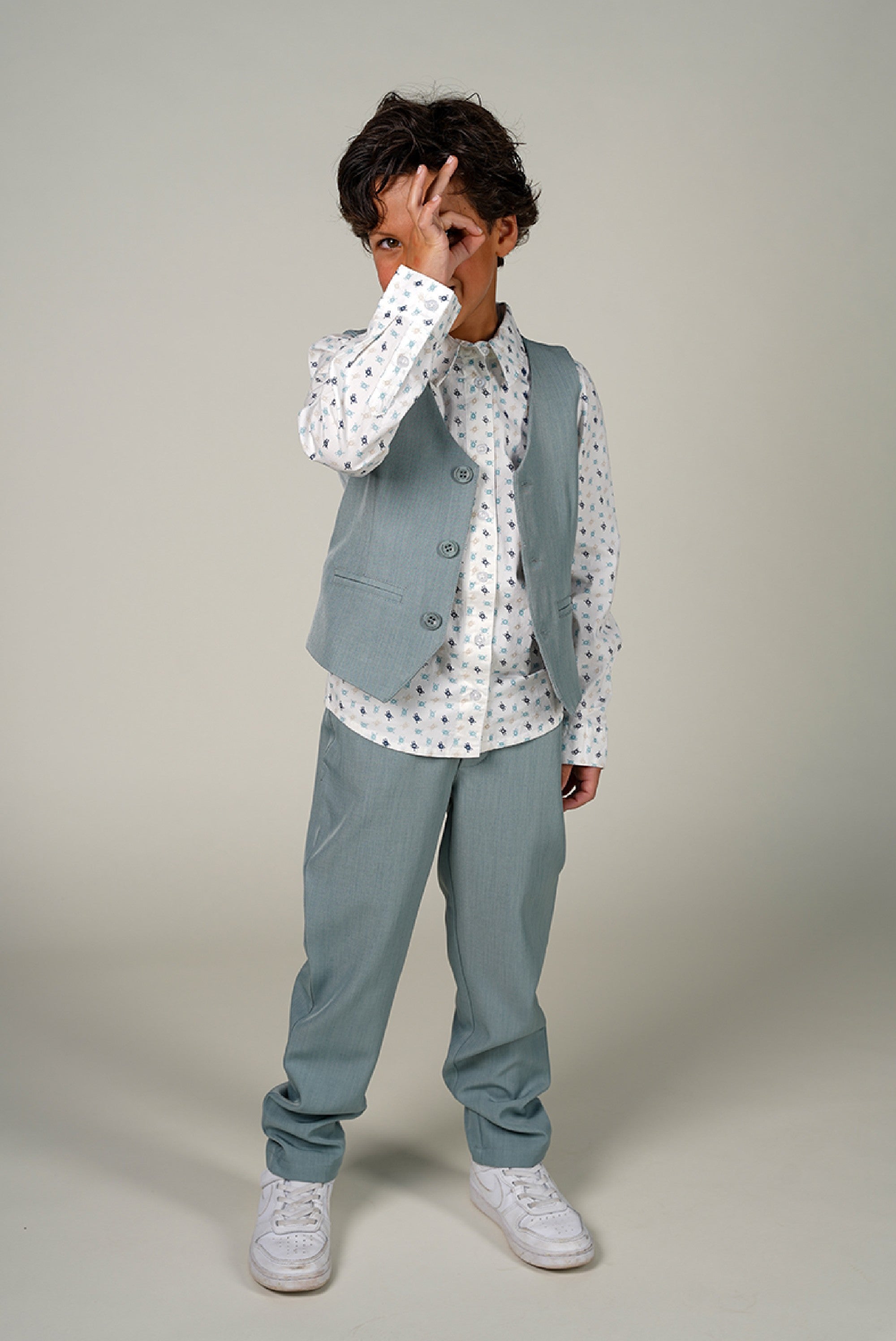 EVI shirt. Robot Eye Sage AOP Boy | Le Chic Fashion